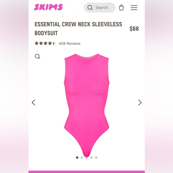 SKIMS | Tops | Skims Pink Highlighter Essential Bodysuit | Poshmark